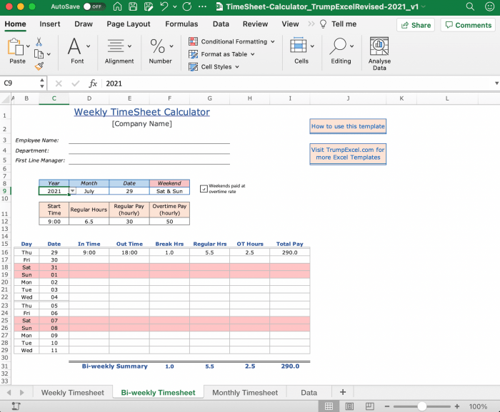 How To Create a Timesheet in Excel (Guide with Templates) | ClickUp