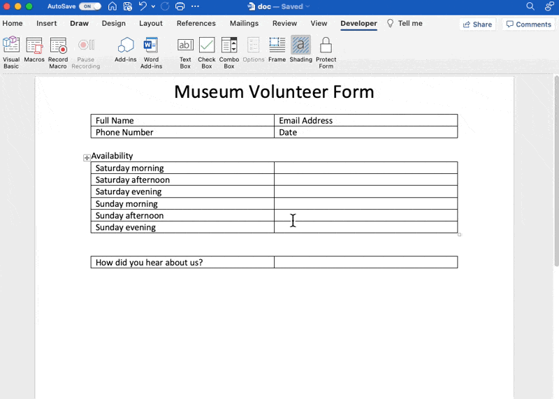 How To Create A Fillable Form In Word Templates ClickUp