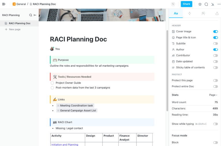 10 RACI Chart Templates for Excel, Google Sheets, and ClickUp