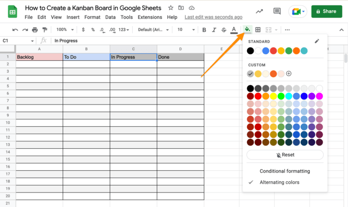 How to Create a Kanban Board in Google Sheets | ClickUp