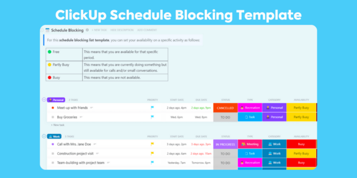 10 Time Blocking Templates Weekly Daily And Monthly Clickup
