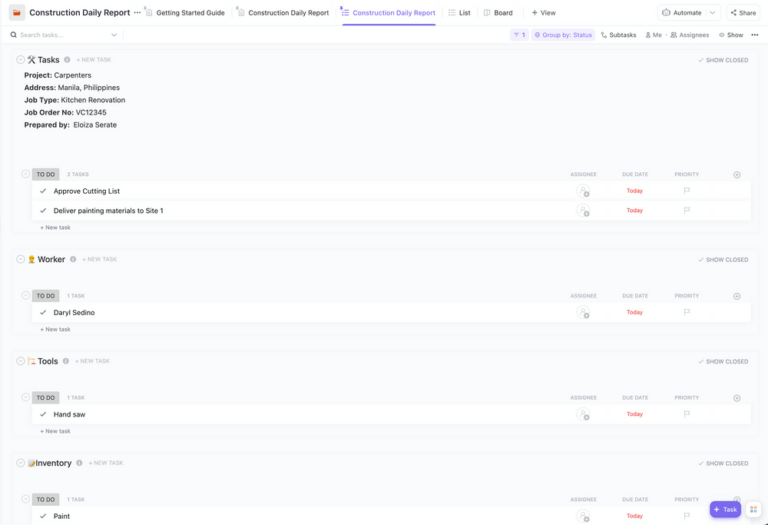 10 Free Construction Management Templates in Excel & ClickUp