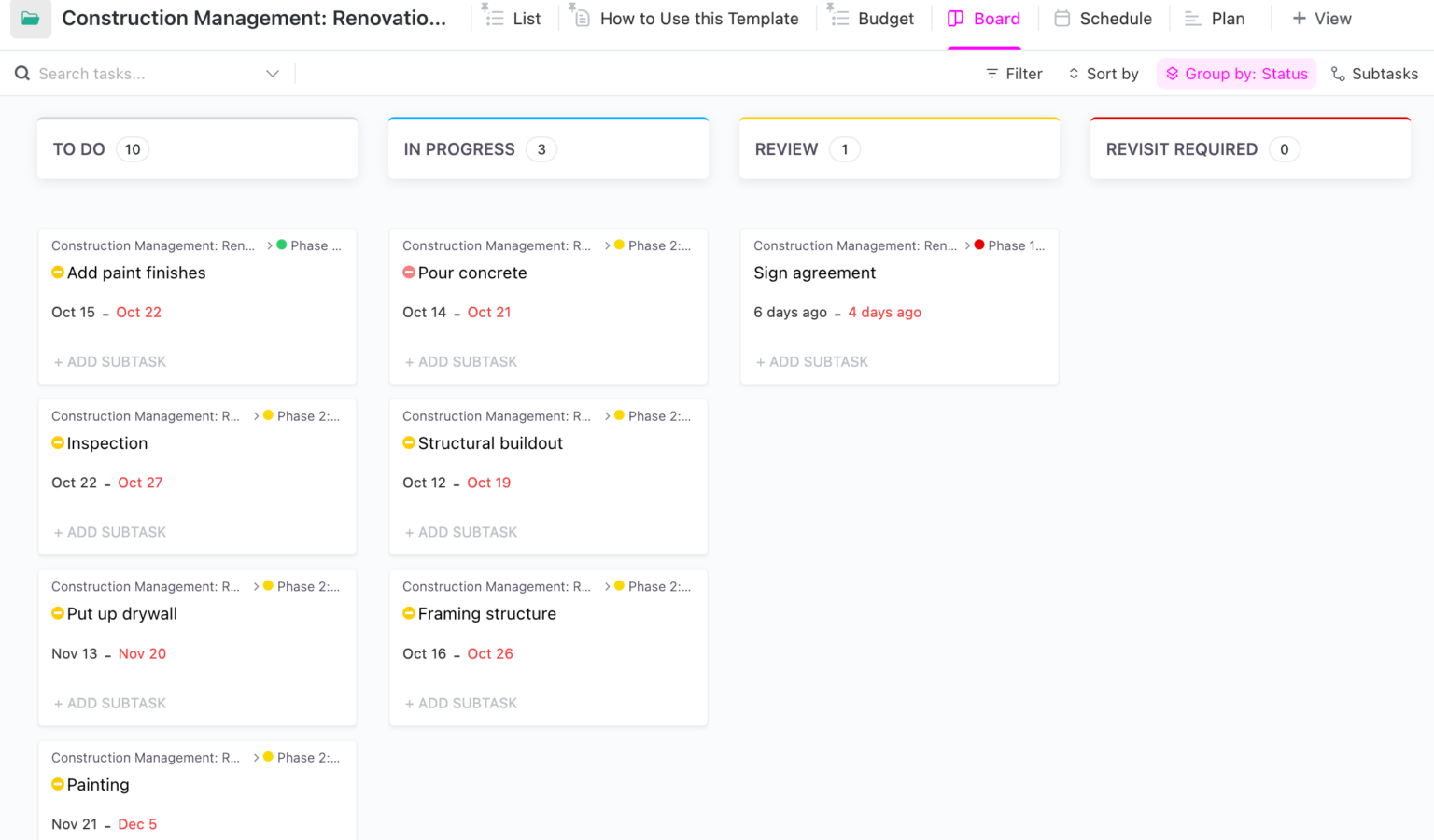10 Free Construction Management Templates in Excel & ClickUp