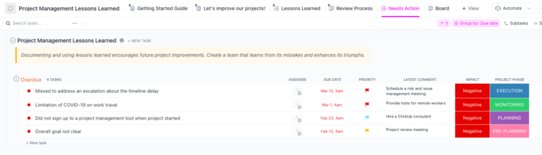 10 Free Lessons Learned Templates & Examples (Excel & ClickUp)