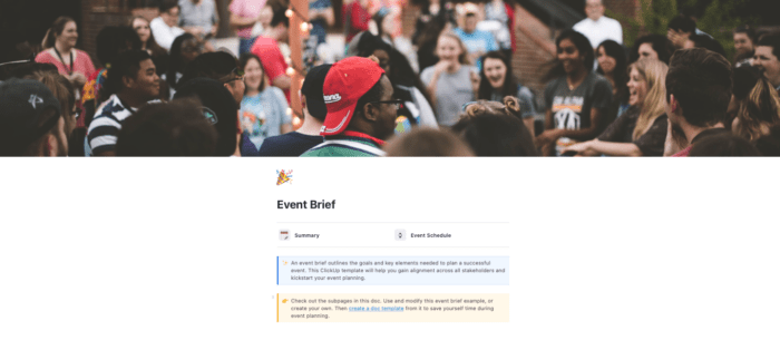 10 Free Event Planning Templates ClickUp Docs, Excel, & Word