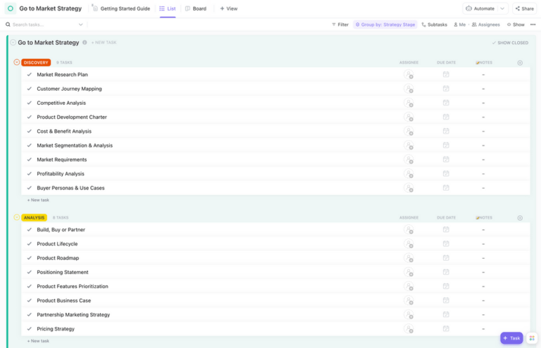7 Best Go-to-Market Strategy Templates for Product Launches | ClickUp