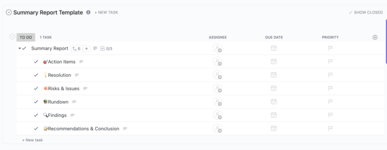 11 Free Project Summary Templates in Excel & ClickUp