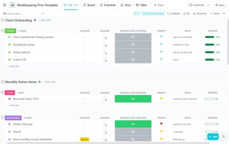 10 Free Bookkeeping Templates in Excel and ClickUp