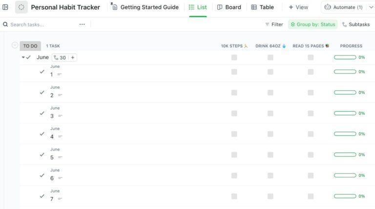 10 Free Habit Tracker Templates in Google Sheets & ClickUp