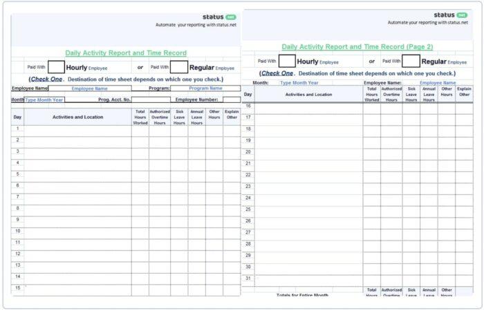 11 Free Daily Report Templates with Excel & Word Activity Formats