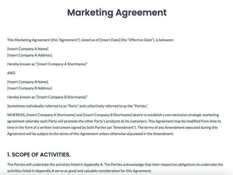 10 Free Marketing Contract Templates in Word and ClickUp