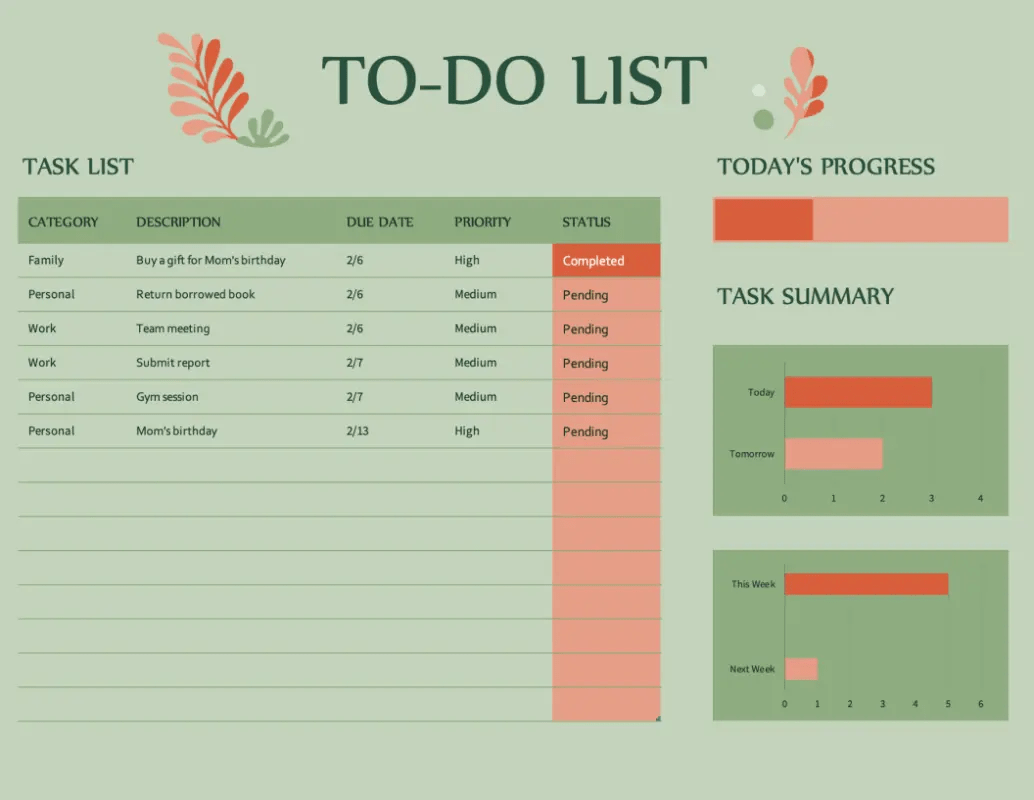 Excel Task List Template