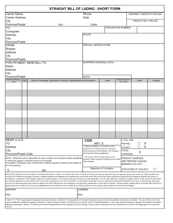 Bill of Lading Templates & Examples (Excel, Forms, Google Docs)