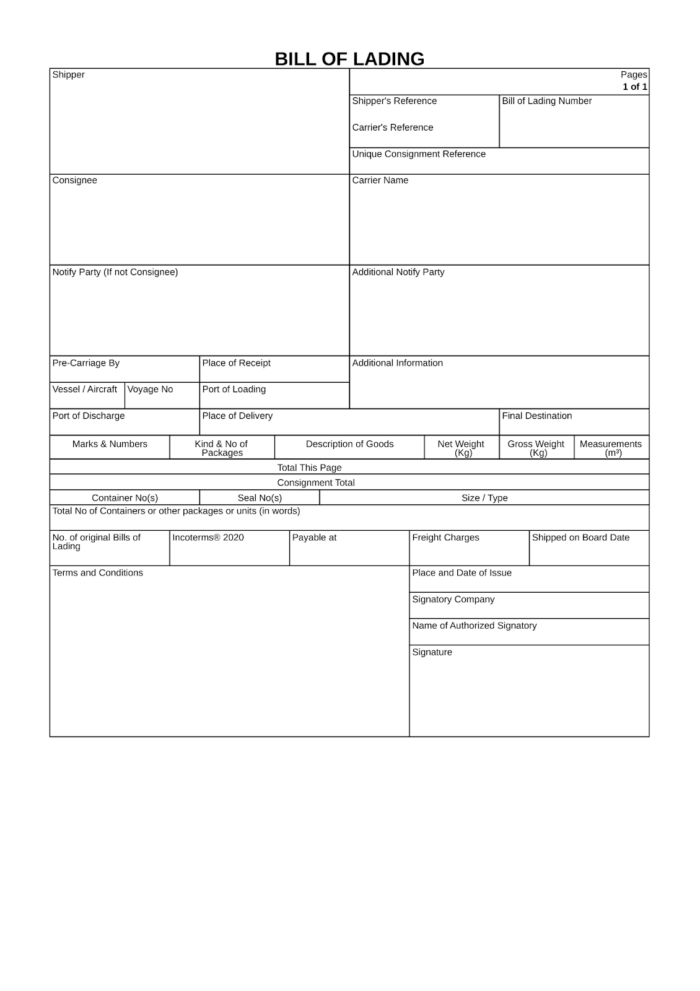 Bill of Lading Templates & Examples (Excel, Forms, Google Docs)