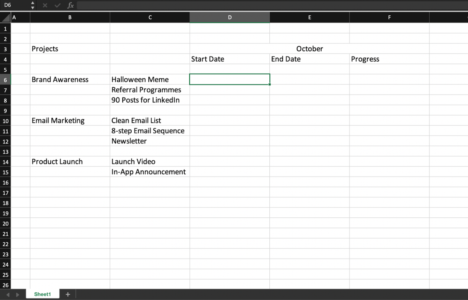 How to Create a Project Roadmap in Excel