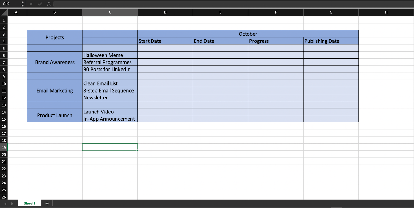 How to Create a Project Roadmap in Excel