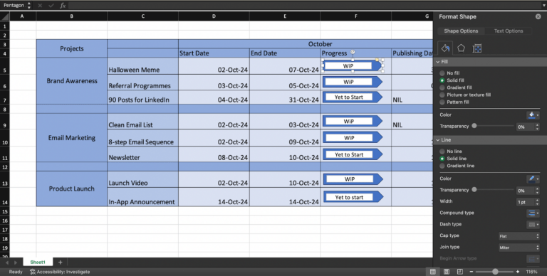 How to Create a Project Roadmap in Excel