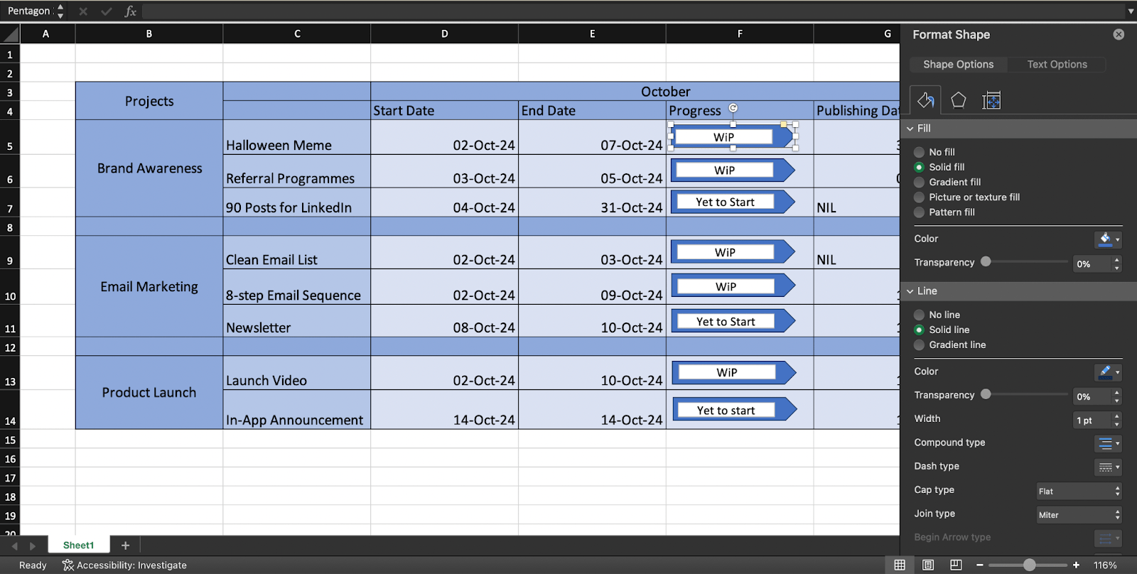 How to Create a Project Roadmap in Excel