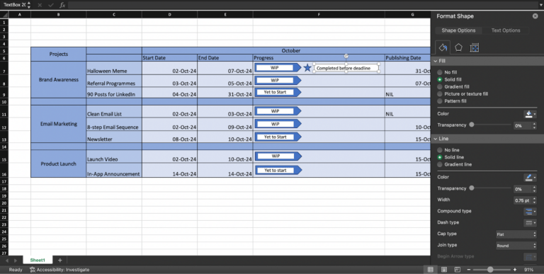 How to Create a Project Roadmap in Excel