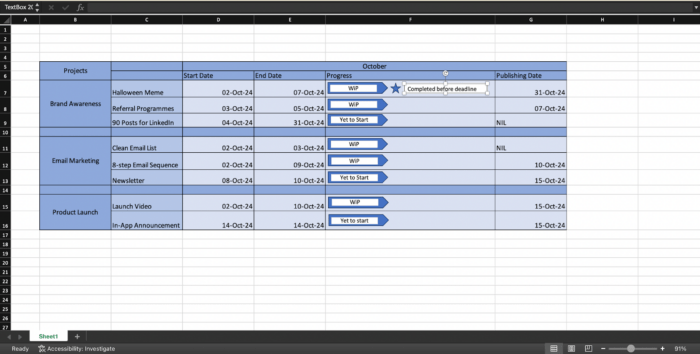 How to Create a Project Roadmap in Excel