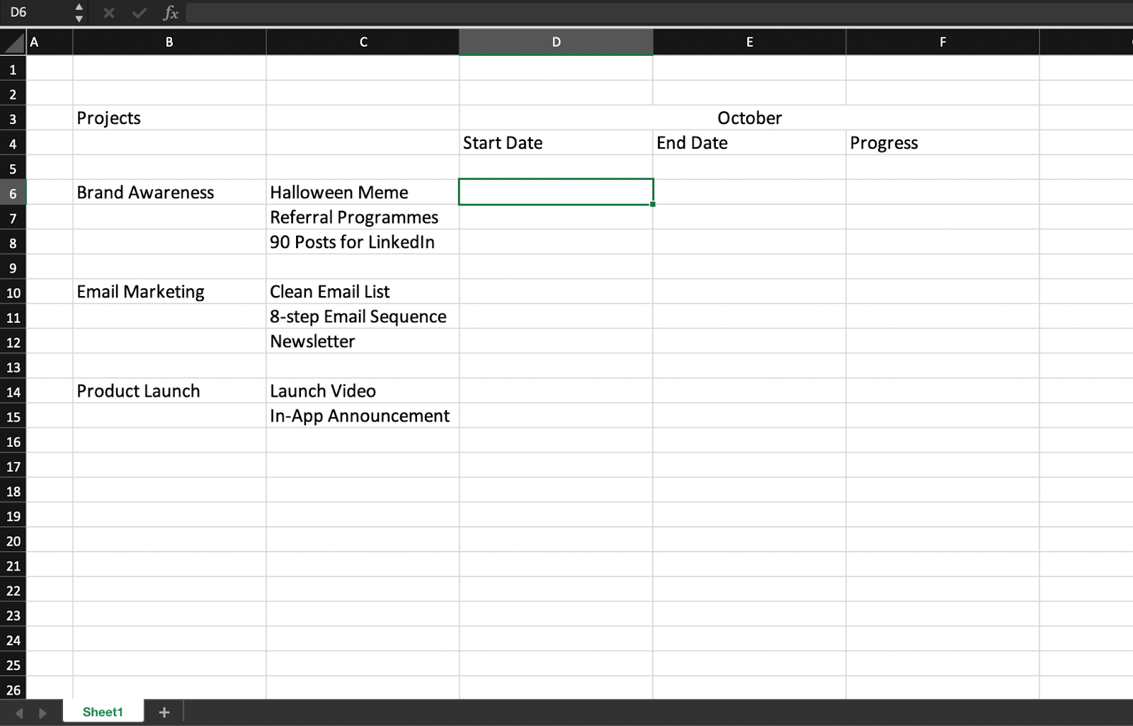 How to Create a Project Roadmap in Excel