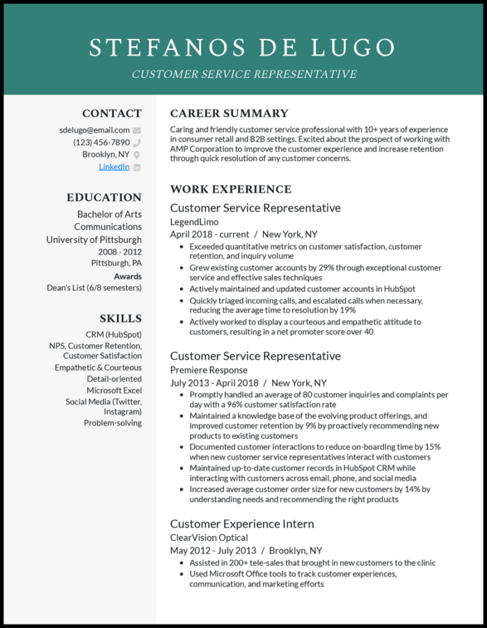 10 Customer Service Resume Examples to Stand Out