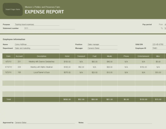 Free Excel Expense Report Templates