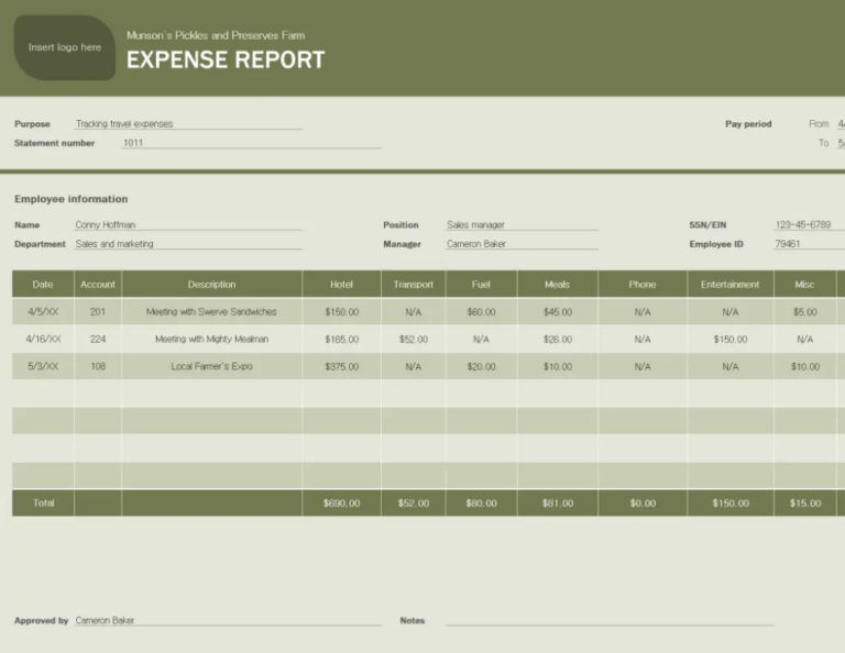 Free Excel Expense Report Templates