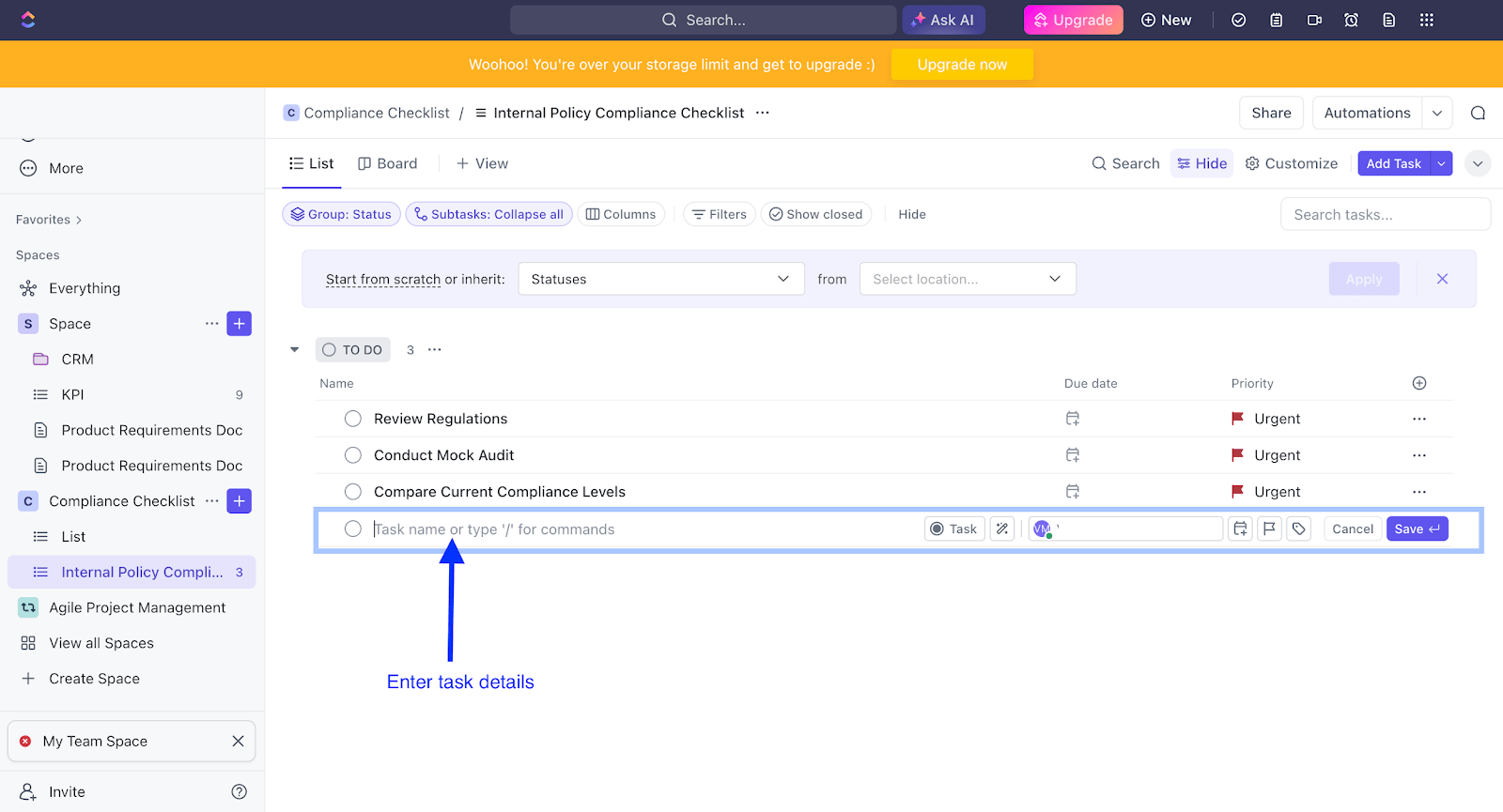 How to Create a Compliance Checklist | ClickUp
