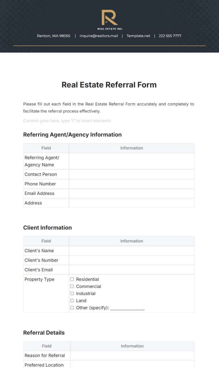 Free Referral Form Templates in Word & ClickUp