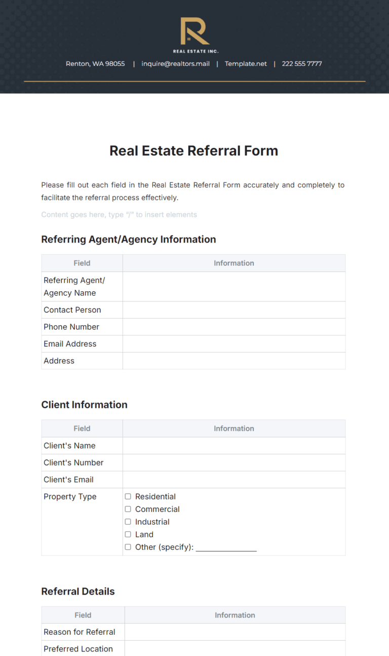 Free Referral Form Templates in Word & ClickUp