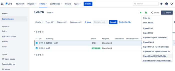 How to Export Jira Projects into Excel and CSV | ClickUp