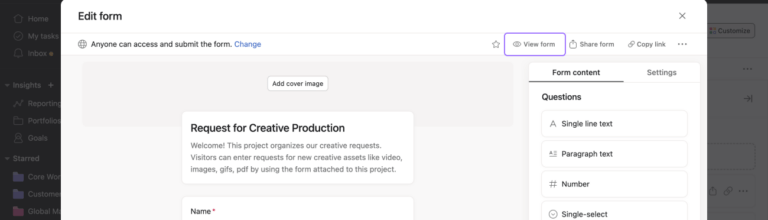 How to Create a Form in Asana | ClickUp