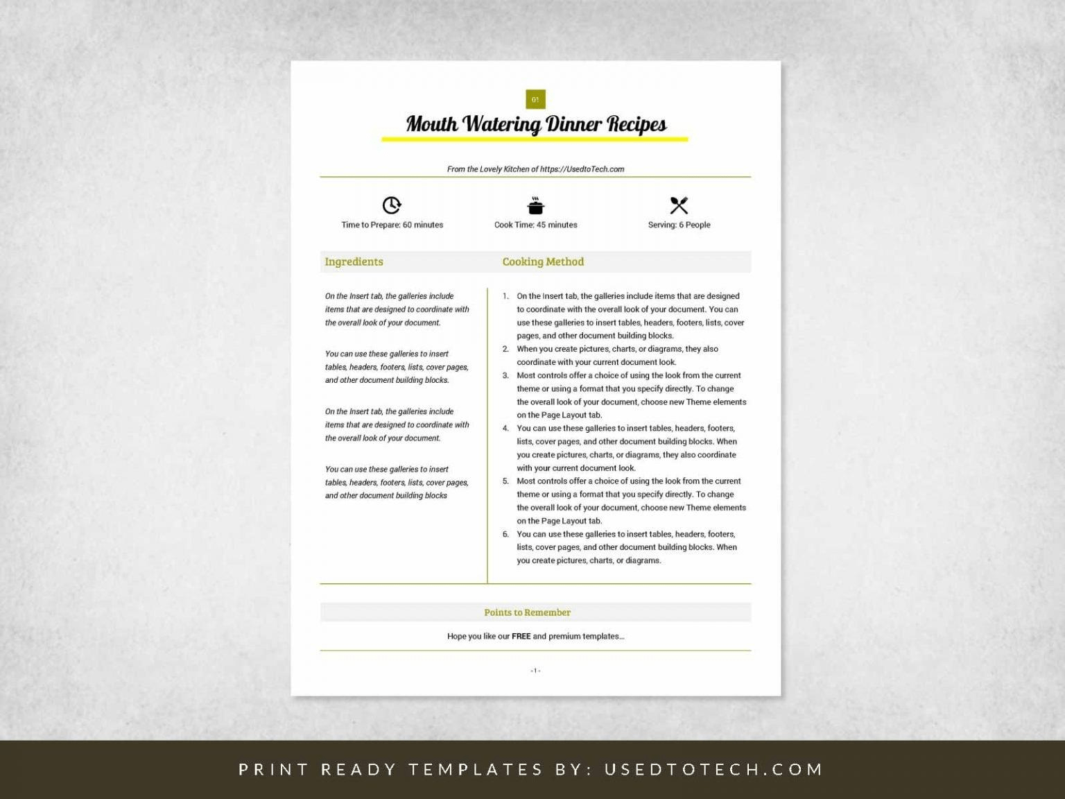 Free Recipe Templates for Word: Planifique, Cocine y Disfrute