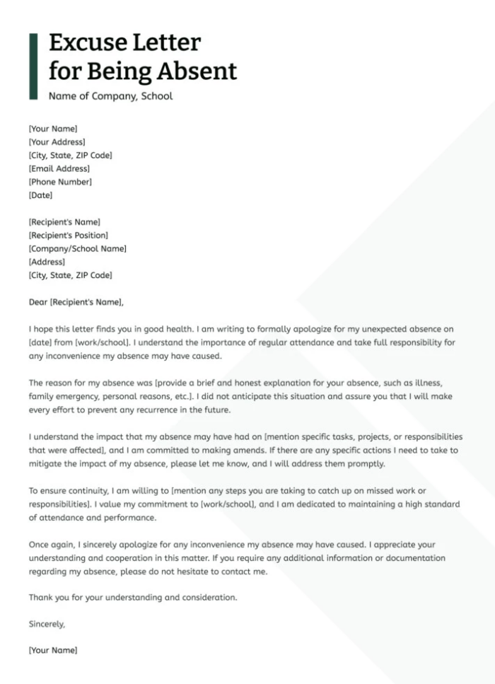 Free Excuse Letter Templates | ClickUp