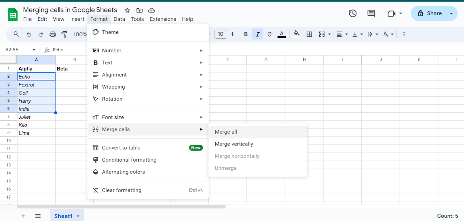 How to Merge Cells in Google Sheets | ClickUp