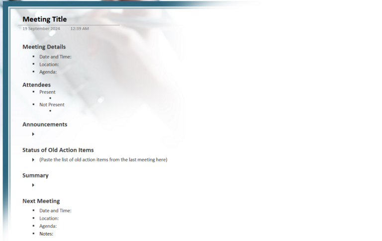 Free OneNote Meeting Templates for Notes, Minutes, & Agendas