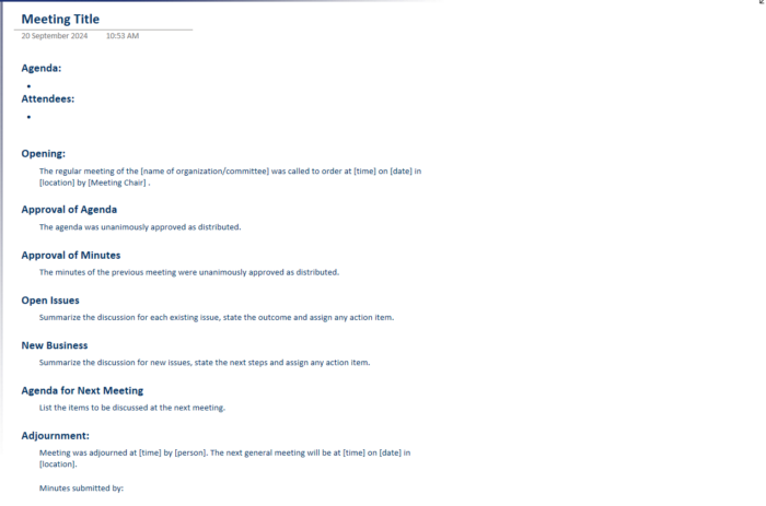 Free OneNote Meeting Templates for Notes, Minutes, & Agendas