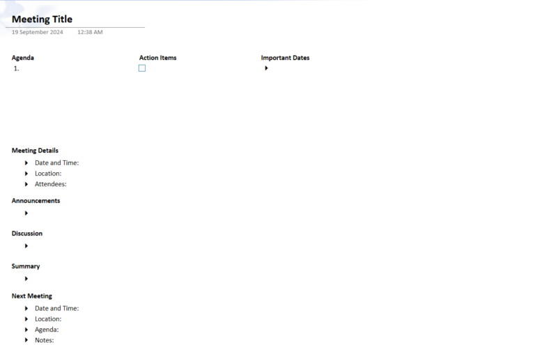 Free OneNote Meeting Templates for Notes, Minutes, & Agendas
