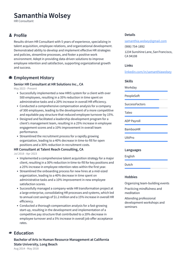 Human Resources (HR) Resume Examples | ClickUp