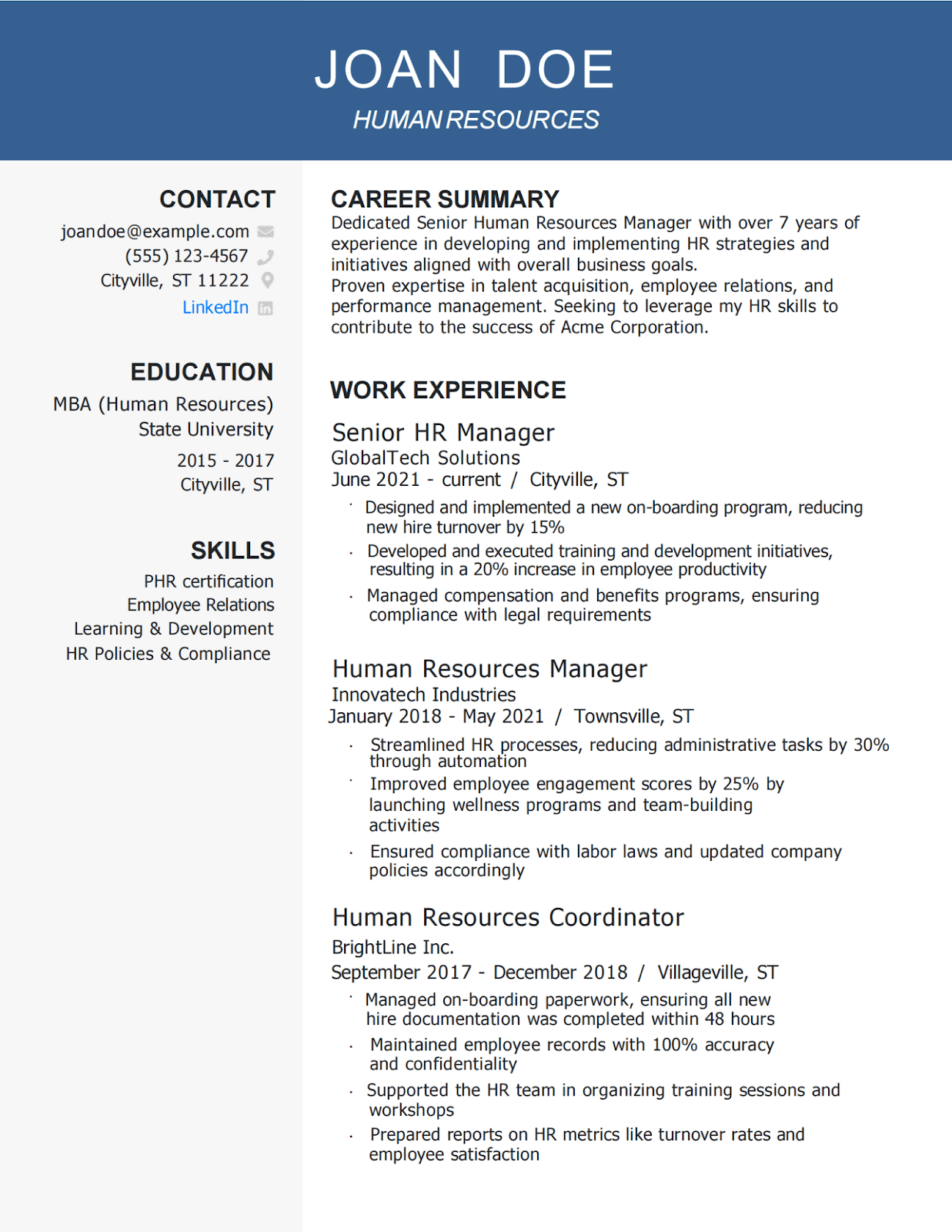 Human Resources (HR) Resume Examples | ClickUp