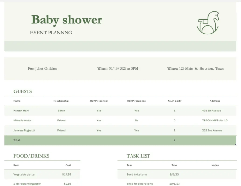 Free Party Planning Excel Templates | ClickUp