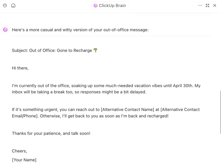 100 Professional Out-of-Office Message Examples | ClickUp