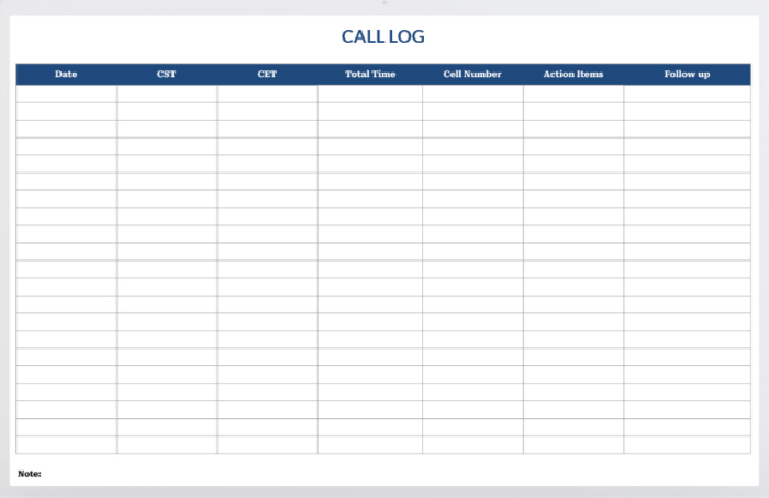 Free Call Log Templates in Excel | ClickUp