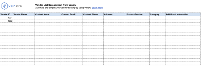 Free Vendor List Templates in Excel for Efficient Management