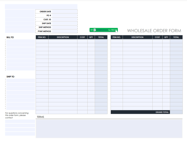 Free Order Form Templates in PDF | ClickUp