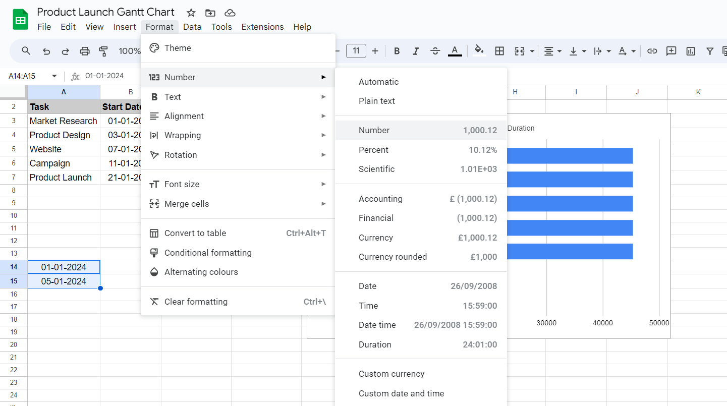 How to Create a Gantt Chart in Google Sheets | ClickUp
