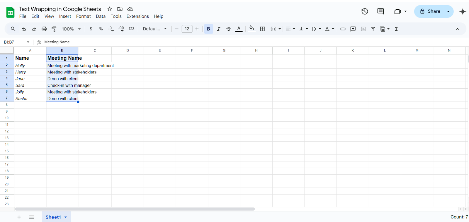 How to Wrap Text in Google Sheets | ClickUp