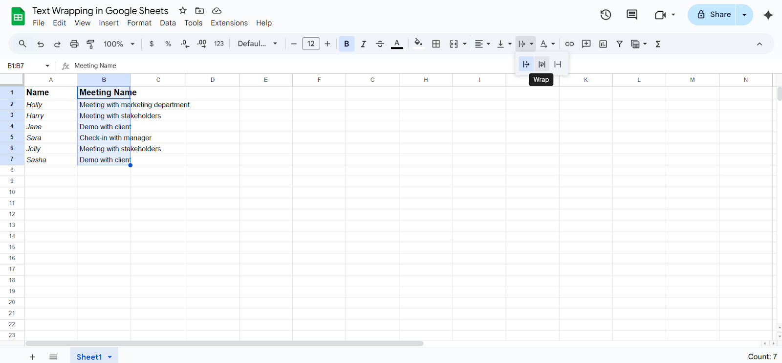 How to Wrap Text in Google Sheets | ClickUp
