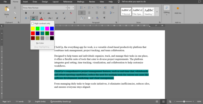 How to Highlight in Word for Better Document Clarity | ClickUp